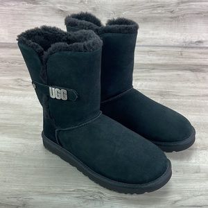 UGG | Shoes | Ugg Bailey Ugg Metal Graphic Black Suede Boot | Poshmark